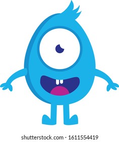 Vector Cute Blue Round Monster Stock Vector (Royalty Free) 1611554419