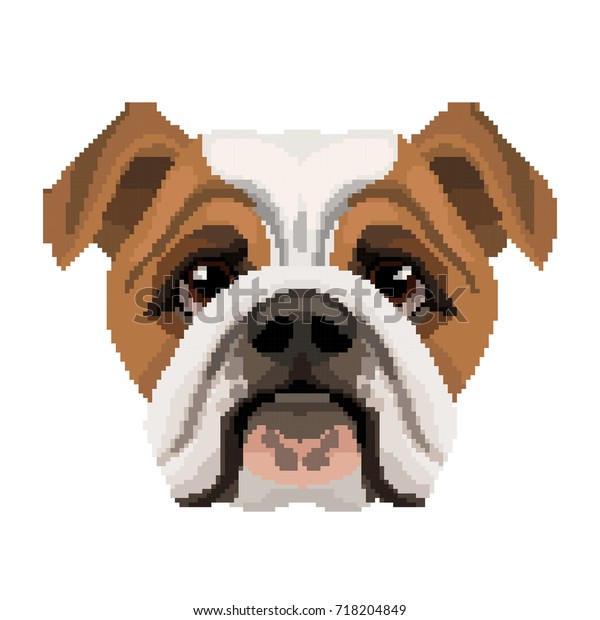 Vector Cute Bulldog Face Pixel Art Stock Vector (Royalty Free) 718204849
