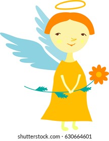 Vector Cute Cartoon Angel Flower Stock Vector (Royalty Free) 630664601 ...