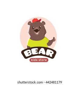 Vector Cute Cartoon Bear Logo Funny Stock Vector (Royalty Free ...