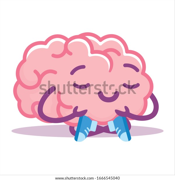Vector Cute Cartoon Brain Sitting Meditating Stock Vector (Royalty Free ...
