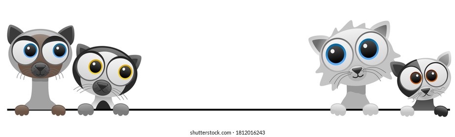 Vector Cute Cartoon Cats Looking Over Stock Vector (Royalty Free ...