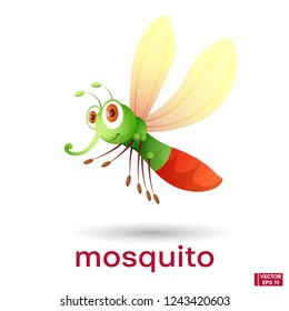 Vector Cute Cartoon Character Mosquito Smiling Stock Vector (Royalty ...