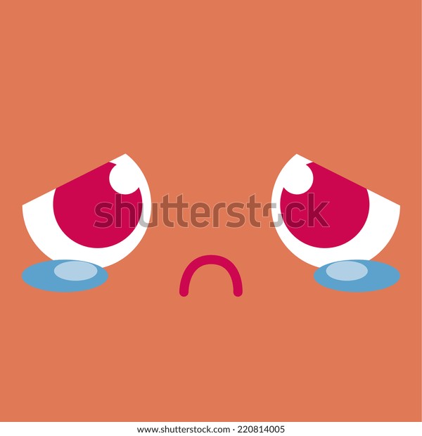 Vector Cute Cartoon Crying Face Editable Stock Vector (Royalty Free ...