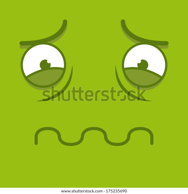 Vector Cute Cartoon Green Sick Face Stock Vector (Royalty Free ...