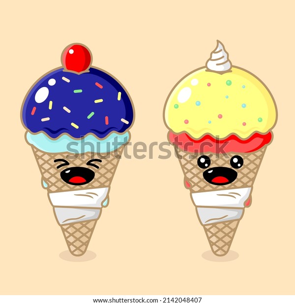 vectorial lindo caricatura de helado con: vector de stock (libre de ...