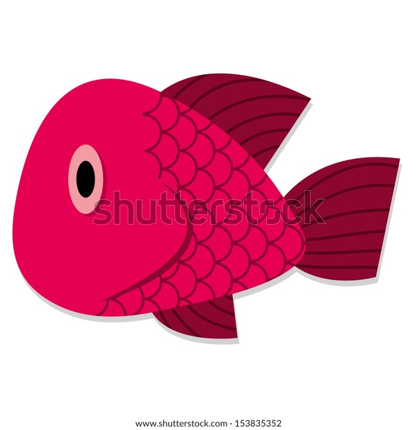 Vector Cute Cartoon Pink Fish Isolated Stock Vector (Royalty Free ...