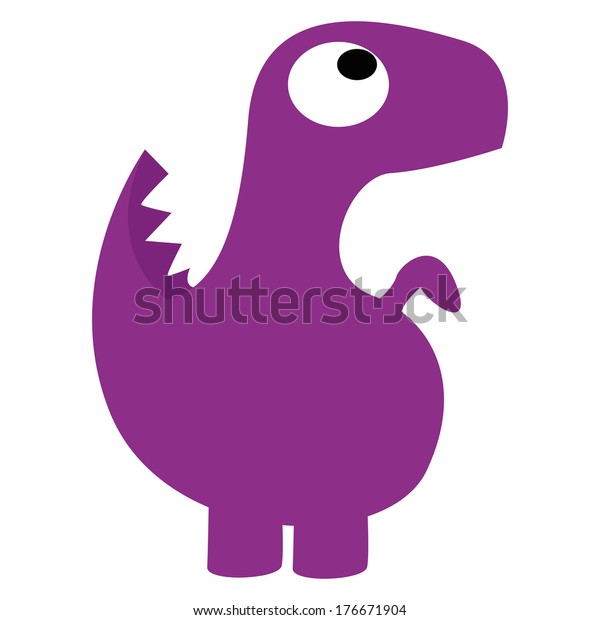 Vector Cute Cartoon Purple Dinosaur Isolated Stock Vector (Royalty Free ...