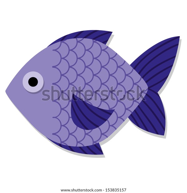 Vector Cute Cartoon Purple Fish Isolated Stock Vector (Royalty Free ...