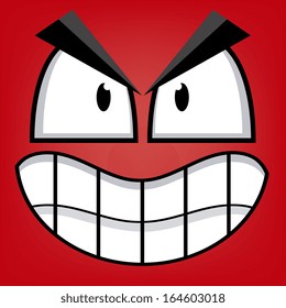Vector Cute Cartoon Red Furious Face Stock Vector (Royalty Free ...