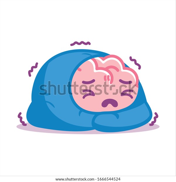 Vector Cute Cartoon Sad Brain Blue Stock Vector (Royalty Free ...