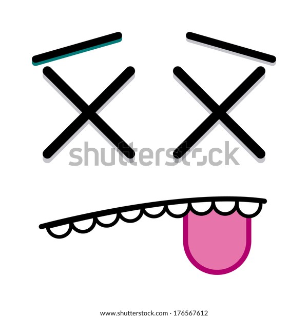 Vector Cute Cartoon White Dead Face Stock Vector (Royalty Free) 176567612