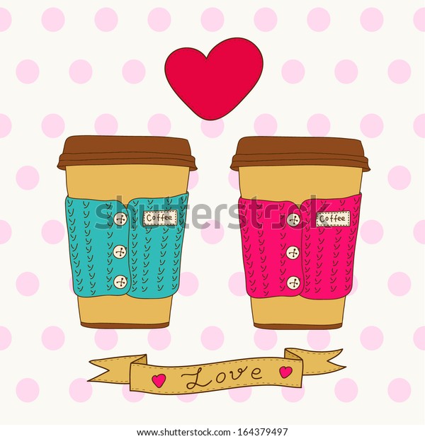 Vector Cute Coffee Cups Vector Card Stock Vector (Royalty Free ...