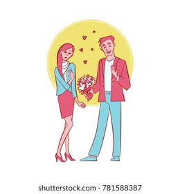 Vector Cute Couples Love Dating Valentine Stock Vector (Royalty Free ...