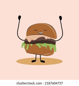 Vector Cute Dancing Burger Cartoon Character Stock Vector (Royalty Free ...