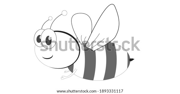 Vector Cute Fat Bee Cartoon Animal Stock Vector (Royalty Free) 1893331117