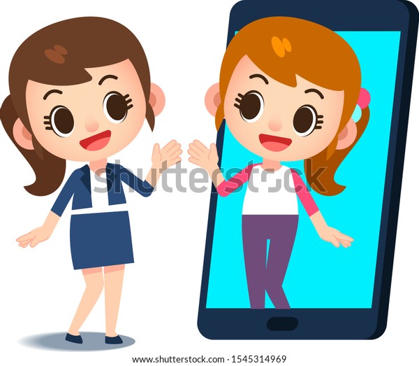 Vector Cute Girl Character Greetings Another Stock Vector (Royalty Free ...
