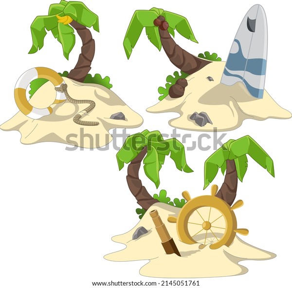 Vector Cute Illustration Desert Island Icon Stock Vector (Royalty Free ...