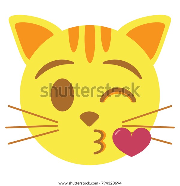 Vector Cute Kawaii Cat Blowing Kiss Stock Vector (Royalty Free ...