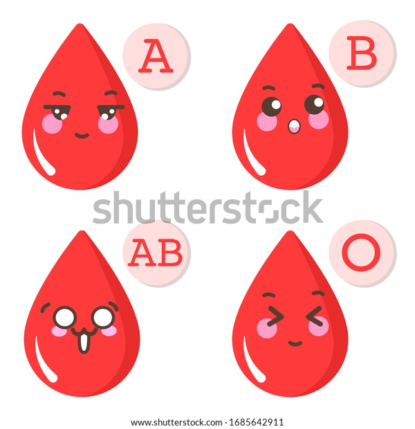Vector Cute Kawaii Habit Blood Types: เวกเตอร์สต็อก (ปลอดค่าลิขสิทธิ์ ...