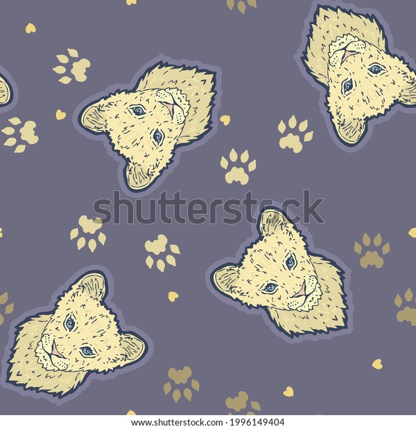 Vector Cute Lion Cub Lion Paw Stock Vector (Royalty Free) 1996149404 ...