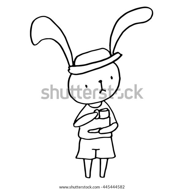 Vector Cute Little Rabbit Wearing Hat Stock Vector (Royalty Free) 445444582