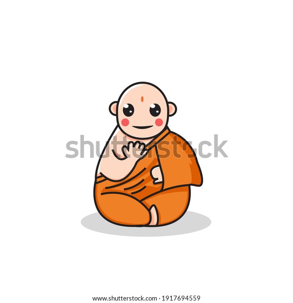 Vector Cute Monk Sit Illustration Sitting Stock Vector (Royalty Free ...