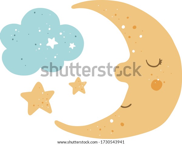 Vector Cute Moon Clipart Cartoon Character Stock Vector (Royalty Free ...