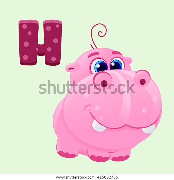 Vector Cute Pink Hippo Big Blue Stock Vector (Royalty Free) 415832755 ...