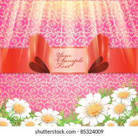 Vector Cute Pink Template Ribbon Flowers Stock Vector (Royalty Free ...