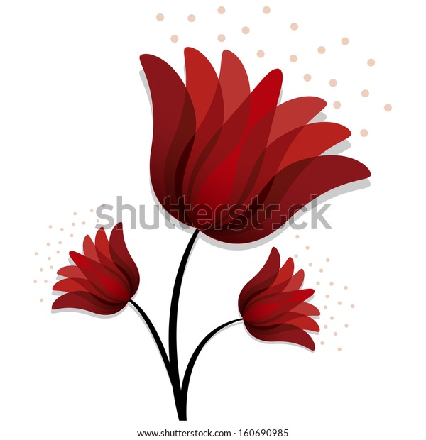 Vector Cute Red Flowers Isolated On Stock Vector (Royalty Free ...