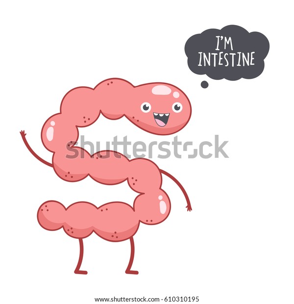 Vector Cute Smiling Intestine Stock Vector (Royalty Free) 610310195