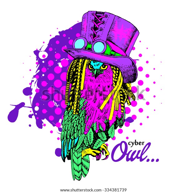 Vector Cyber Owl Hat Colorful Cyber Stock Vector (Royalty Free ...