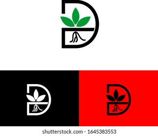 Vector D Letter Nature Leaves Design Stock Vector (Royalty Free ...