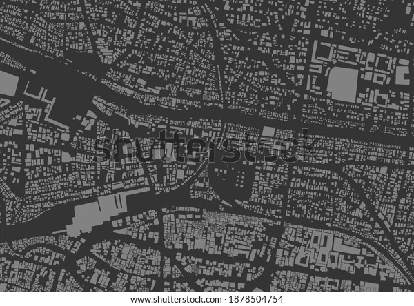 Vector Dark Grey Urban Settlement Map Stock Vector (Royalty Free ...