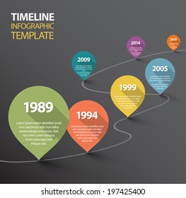 Vector Dark Retro Infographic Timeline Template Stock Vector (Royalty ...