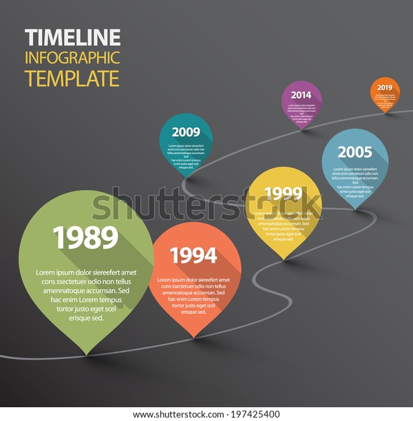 Vector Dark Retro Infographic Timeline Template: เวกเตอร์สต็อก (ปลอดค่า ...