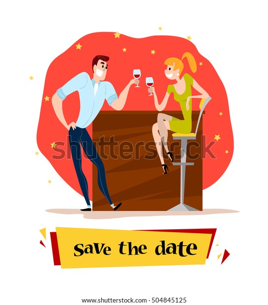 Vector Dating Couple Flat Illustration Cartoon Stock Vector (Royalty ...