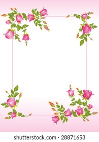 Vector Decorated Pretty Pink Rose Frame Stock Vector (Royalty Free ...