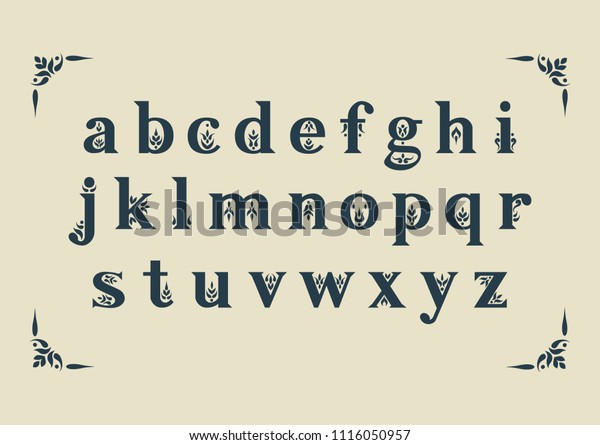 Vector Decorative Alphabet Serif Lowercase Letters Stock Vector ...