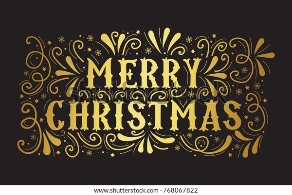 Vector Decorative Gold Christmas Lettering Gold Stock Vector (Royalty ...