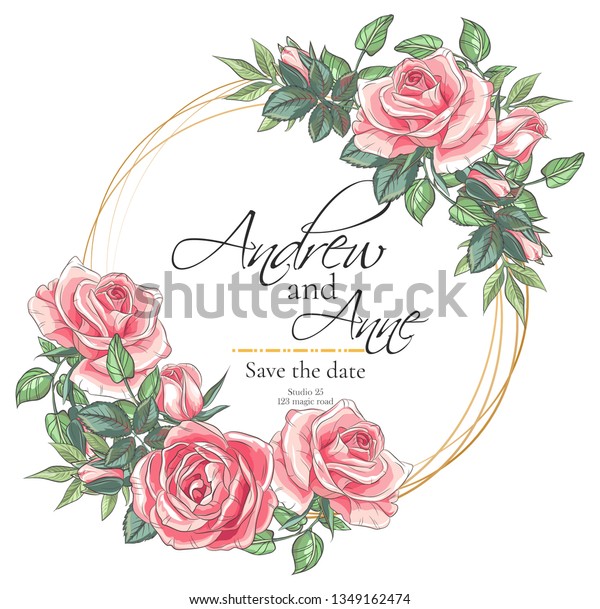 Vector Delicate Invitation Roses Wedding Marriage Stock Vector (Royalty ...