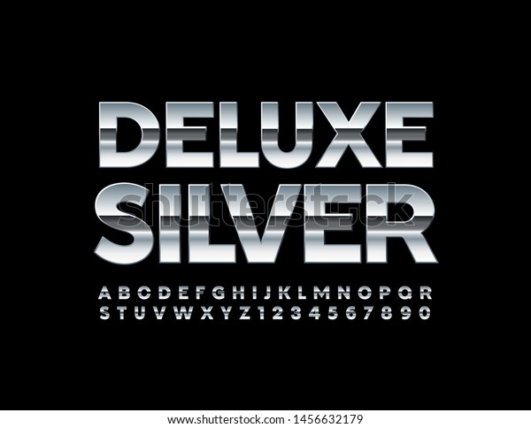 Vector Deluxe Silver Font. Letras y: vector de stock (libre de regalías ...