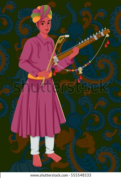 Vector Design Artist Playing Ravanahatha Folk Stock Vector (Royalty ...