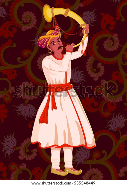 Vector Design Artist Playing Tutari Folk Stock Vector (Royalty Free ...