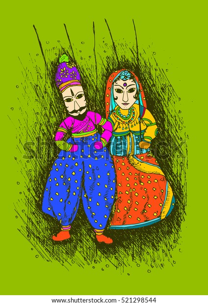 Vector Design Colorful Rajasthani Puppet Stock Vector (Royalty Free ...