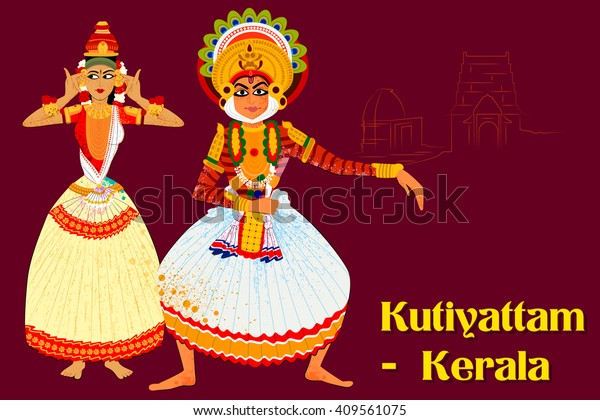 Vector Design Couple Performing Kutiyattam Classical Stock Vector ...