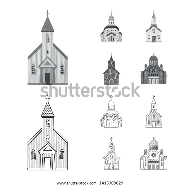 Vector Design Cult Temple Icon Set Stock Vector (Royalty Free ...