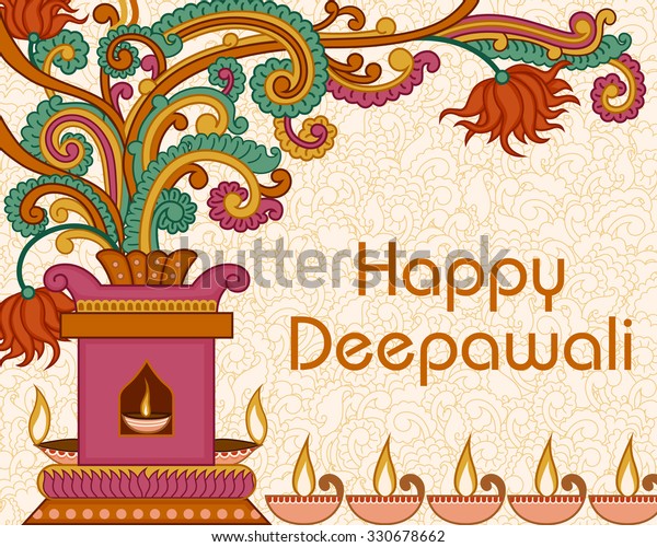 Vector Design Diwali Decorated Diya Indian Stock Vector (Royalty Free ...