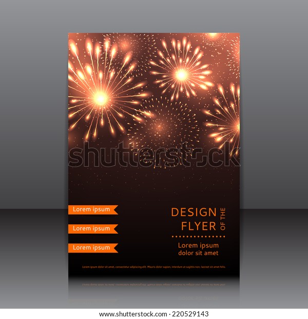 Vector Design Flyer Fireworks Poster Template Stock Vector (Royalty ...